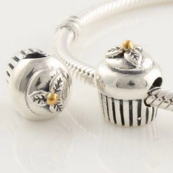 Pandora | Jewelry | Pandora Sterling Silver 4k Gold Cupcake Charm ...